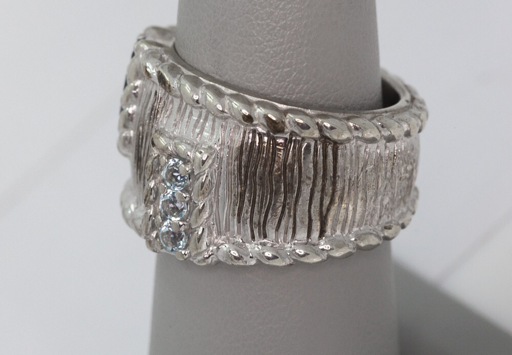 Judith Ripka Blue Sapphire and Aquamarine Ring Sterli… - Gem