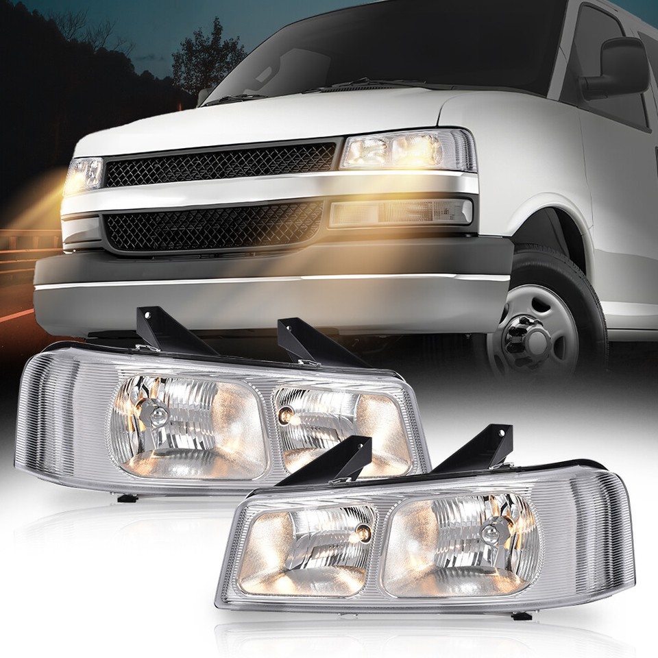 Fit For 2003-2019 Chevy Express GMC Savana Van Headlights Headlamp ...
