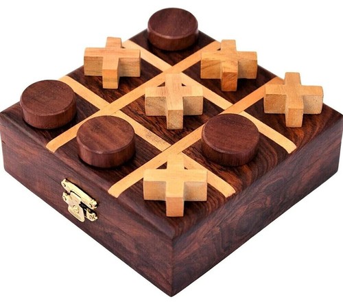 Wooden Handcrafted Naughts and Crosses Tic Tac Toe Stylish Board Game ...