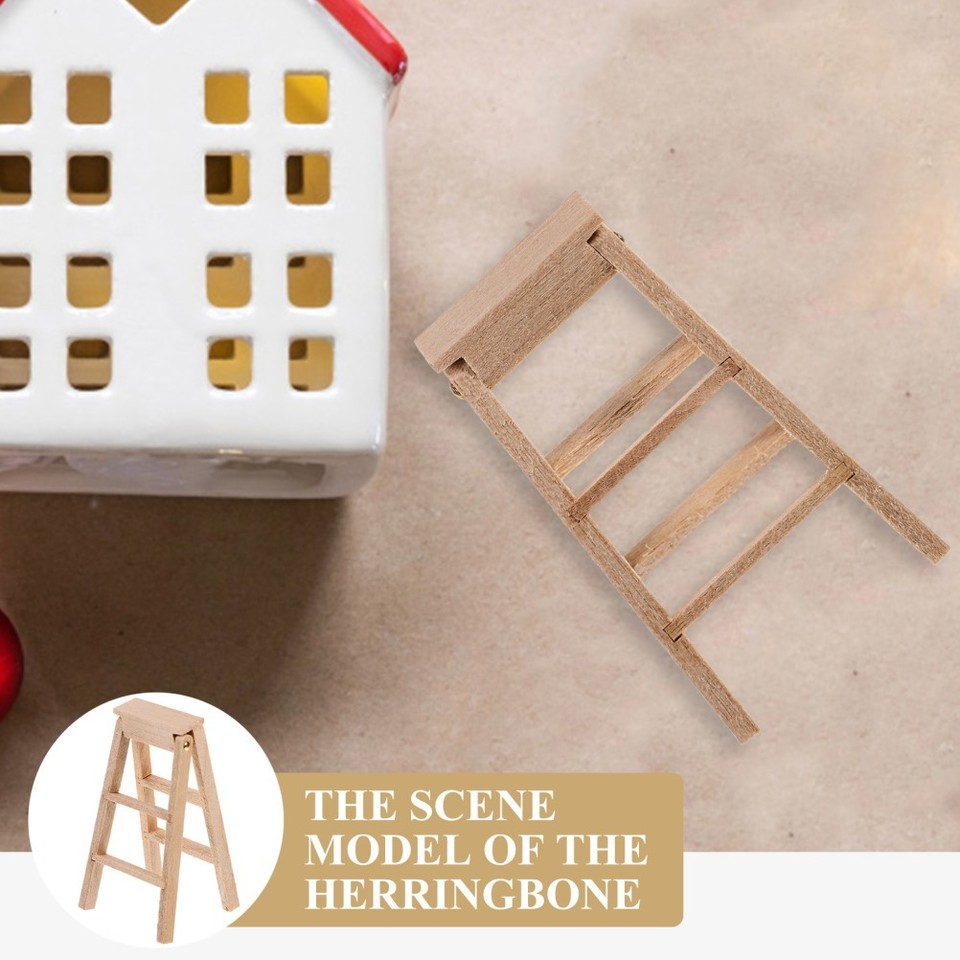 2 Pcs Mini Toy Step Ladders Miniature Furnishing Doll House Furniture ...