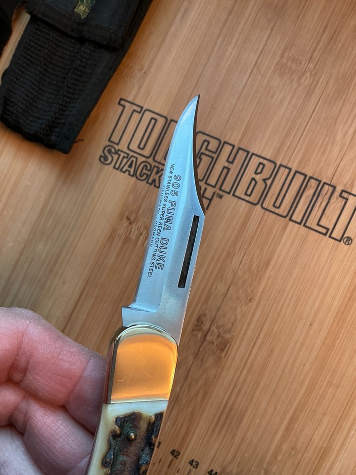 TVC7464 Puma 905 Duke Stag Lock Back Folding Knife w/ Pouch | eBay