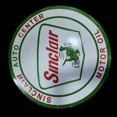 SINCLAIR MOTOR OIL PORCELAIN ENAMEL SIGN 30 INCHES DOUBLE SIDED | eBay