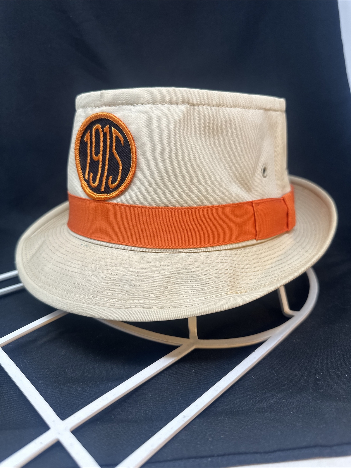 Antique 1960s Beige Canvas Trilby Mens Hat 7 1/8 Flip… - Gem