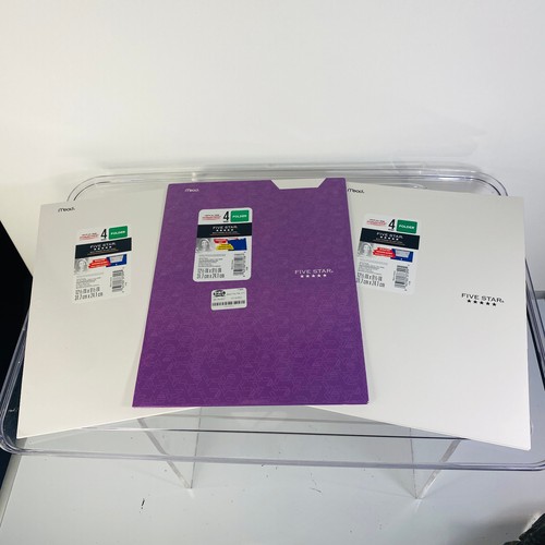 LOT 3 White Purple Mead Five Star 4 Pocket Laminated Folders Math ...