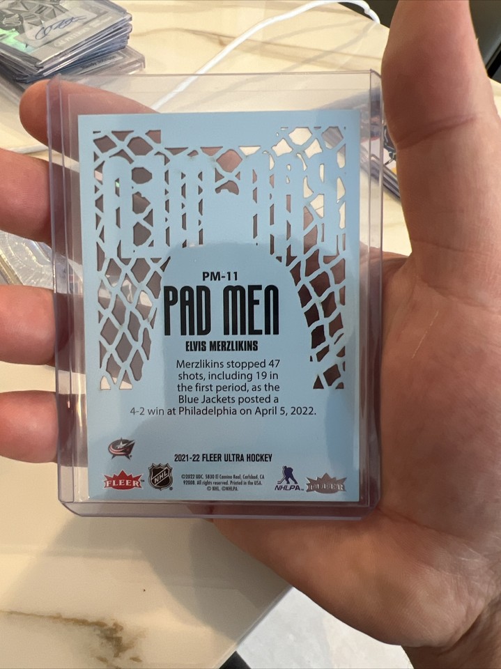 2021-22 Upper Deck Fleer Ultra Premier Pad Men Elvis Merzlikins #PM-11 ...