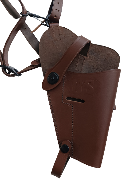 M7 Premium Brown Leather Tanker Shoulder Holster Repro - DARK BROWN | eBay