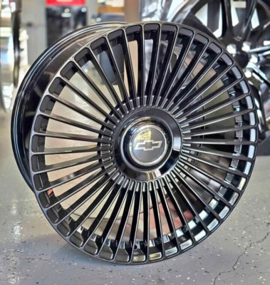 24” GLOSS BLACK WHEELS FOR CHEVROLET SUBURBAN TAHOE SILVERADO 24x10 W ...