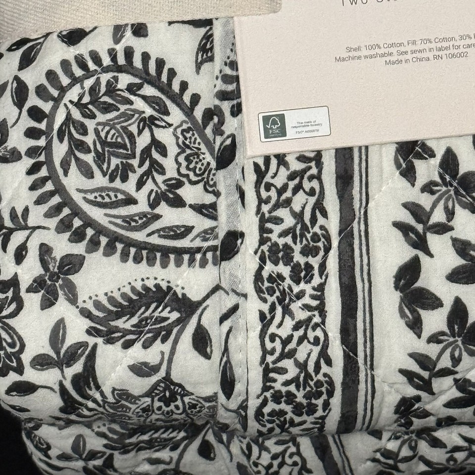 3pc Rachel Zoe Paisley Floral Boho FULL QUEEN Quilt Sham Set Ivory ...