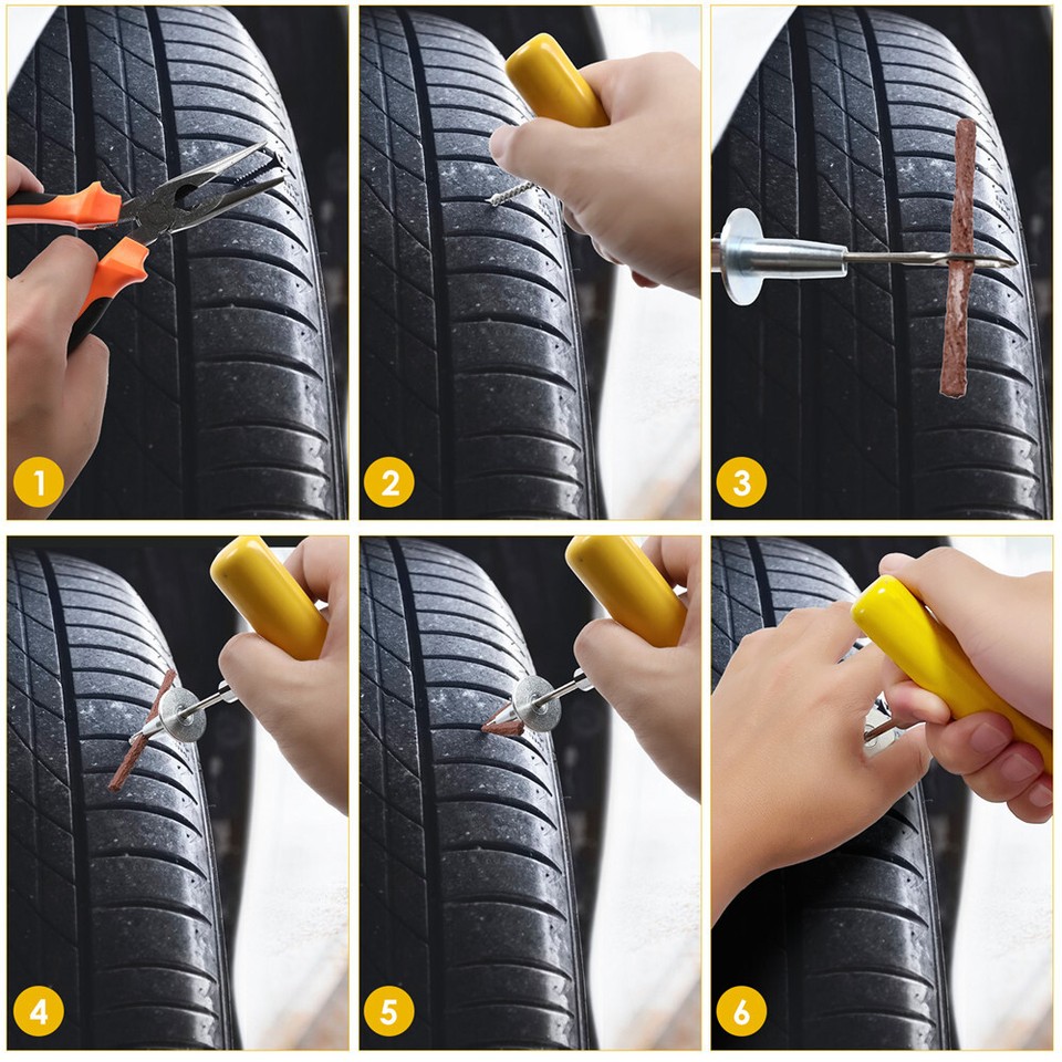 100X Heavy Duty Car Motorbike Tyre Puncture Repair Tool Set Tire ...