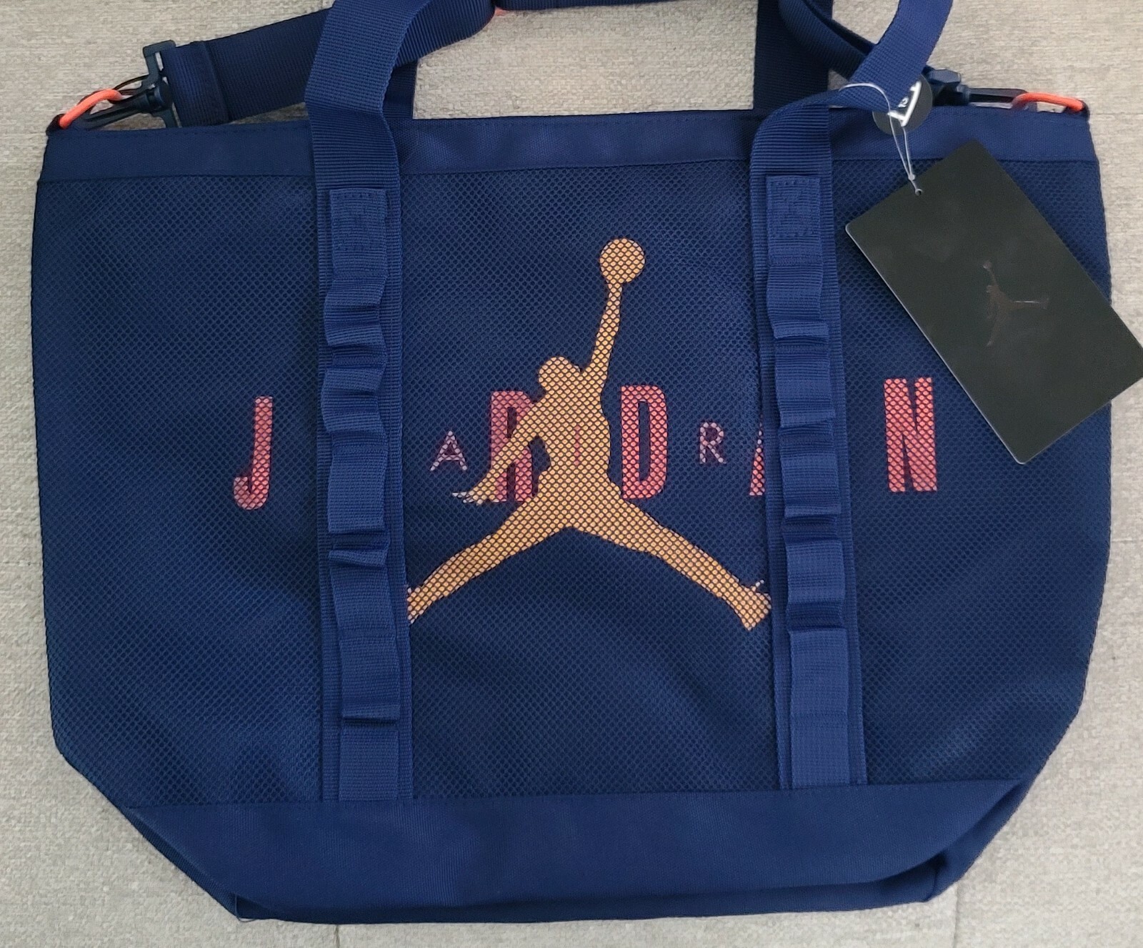NEW Nike Air Jordan Tote Bag Jumpman Blue Yellow 13 inch Laptop Sack ...