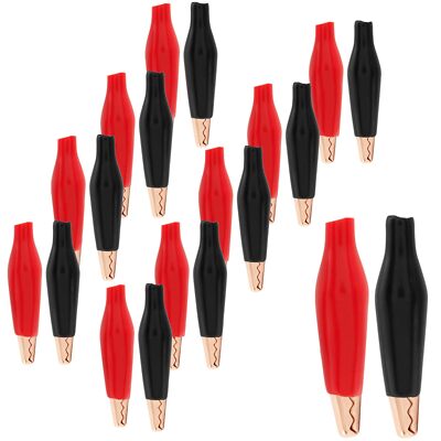 20pcs Insulated Alligator Clips Small Black Red 20A Heavy Duty Copper ...