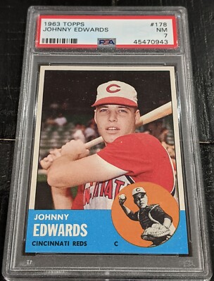 1963 Topps Johnny Edwards PSA 7 NM #178 DEAD CENTERED Original Vintage ...