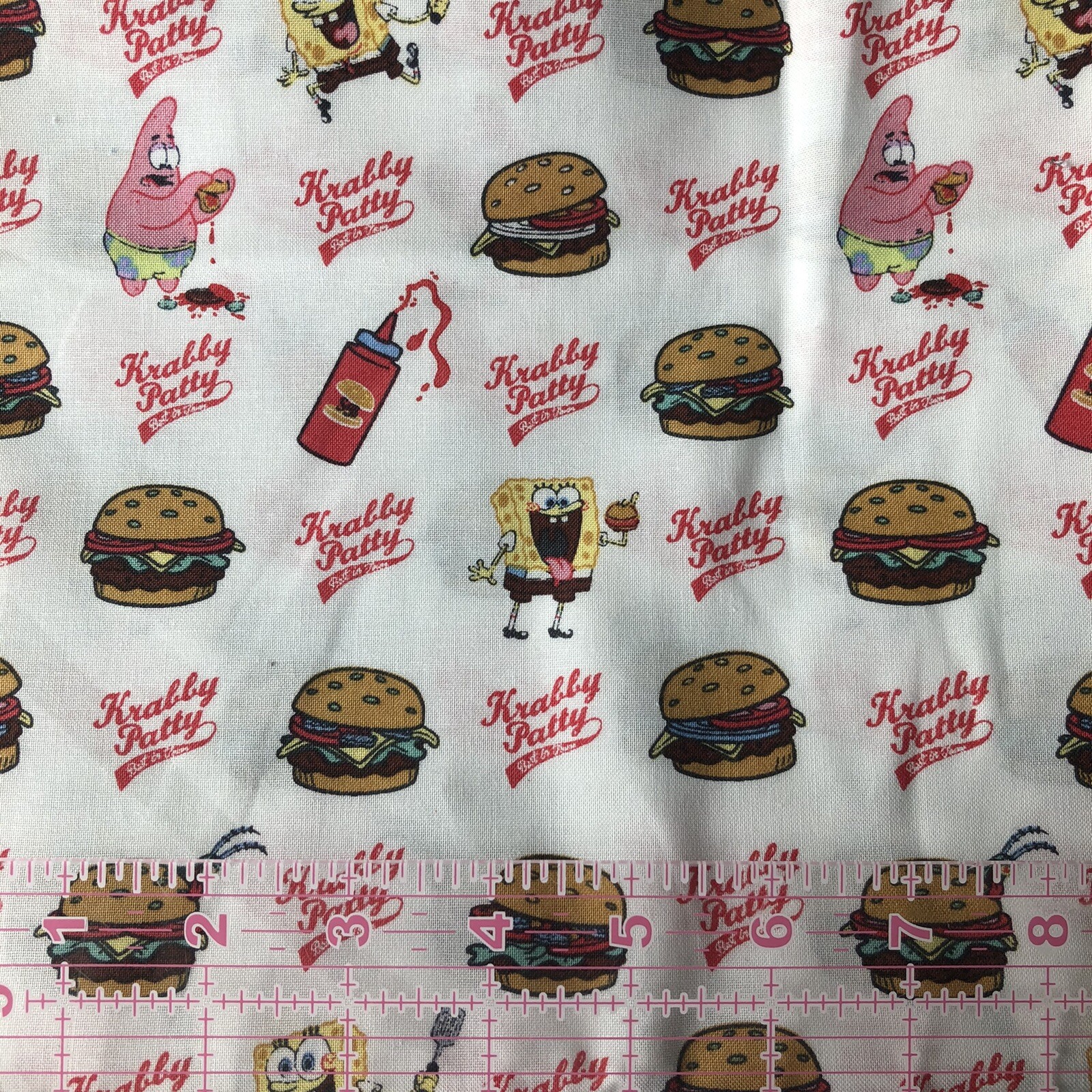 Spongebob Squarepants Fabric Cotton 1/4 Yard Patrick Krusty Krab Burger ...