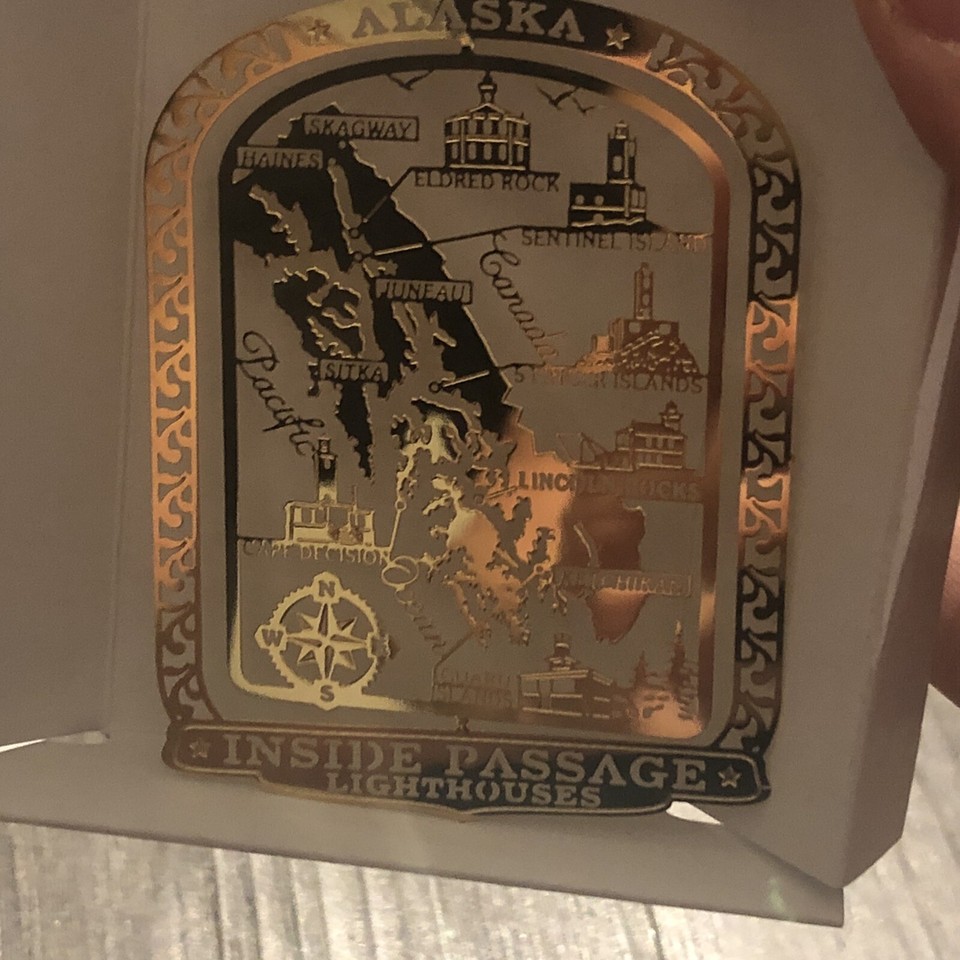 Two Nations Treasures Alaska State 24k Gold Flashed Brass Ornaments ...