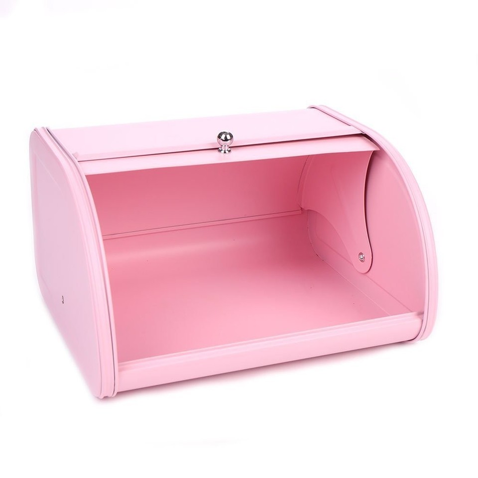 X458 Pink Bread Box Roll Top, Metal Bread Box for Kitchen Countertop ...