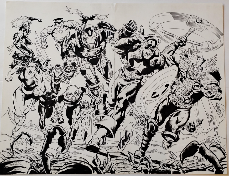 Original Comic Art ~ AVENGERS # 60 DPS 2002 ~ Kieron Dwyer ~ signed by ...