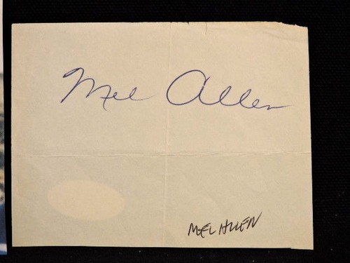 MEL ALLEN "THE VOICE OF THE YANKEES" (Dec'd 1996) HAND SIGNED CUT JSA ...