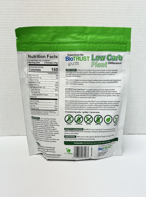 BioTRUST Low Carb Plant Protein Superfoods Vanilla Caramel 1.25lb Exp ...