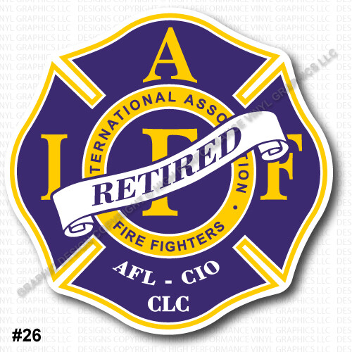 REVERSE PRINTED IAFF Firefighter Decal 3.7" RETIRED Sticker Purple 0328 ...