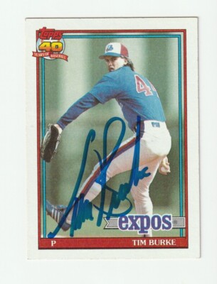 Tim Burke Signed 1991 Topps Card #715 Auto Montreal Expos Autograph ...