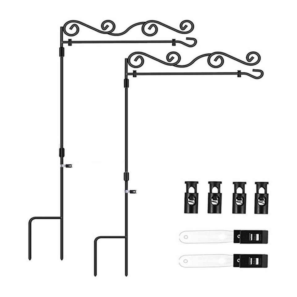 Garden Flag Stand Holder Yard Flag Pole with Clip Anti-Wind Flag Stand ...