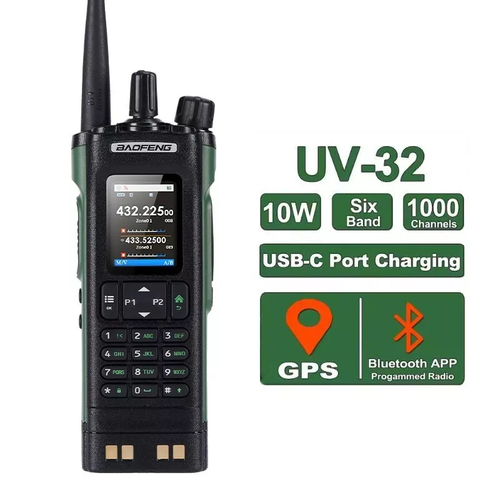 BAOFENG UV32 Amateur Walkie Talkie USB Type C Aviation Radio GPS ...