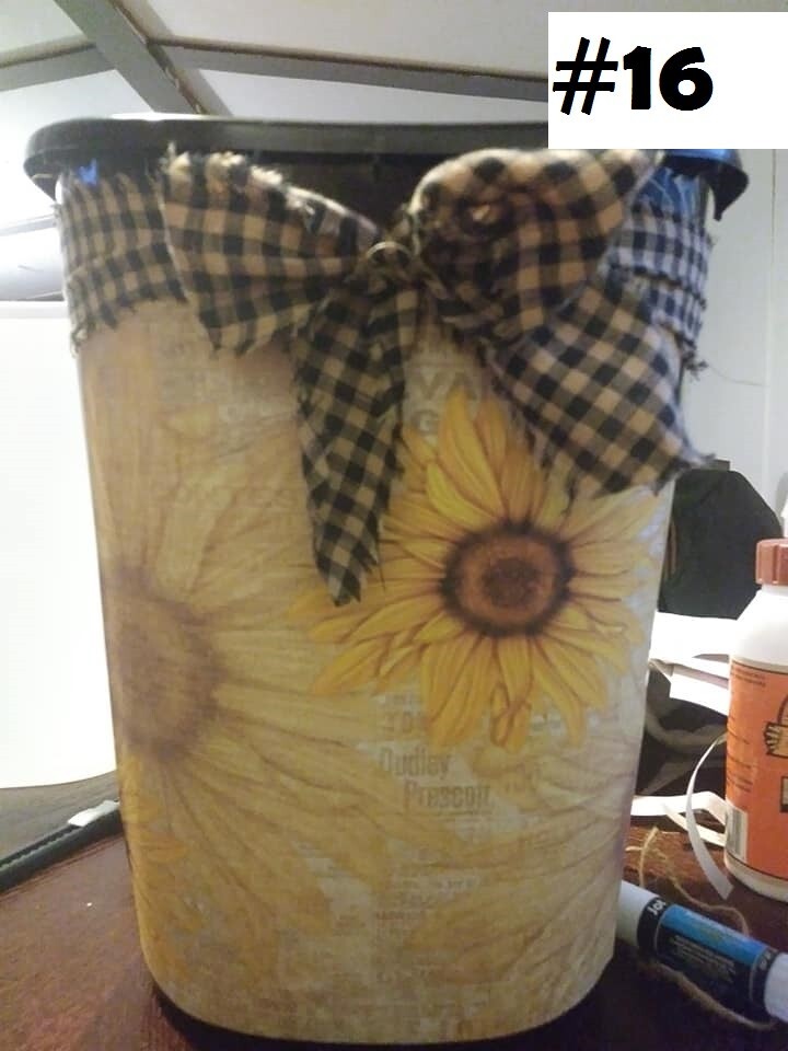 sunflowers primitive Decorative Trash Can 11 inch Bathroom Laundry ...
