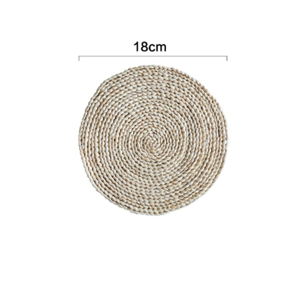 Straw Woven Placemats Round Rattan Table Mats Heat Insulation Pot Cup ...