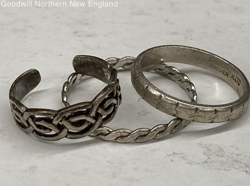 Sterling Silver Ring Lot w. Marcasite Sparkle Stones Celtic Knot Flower ...