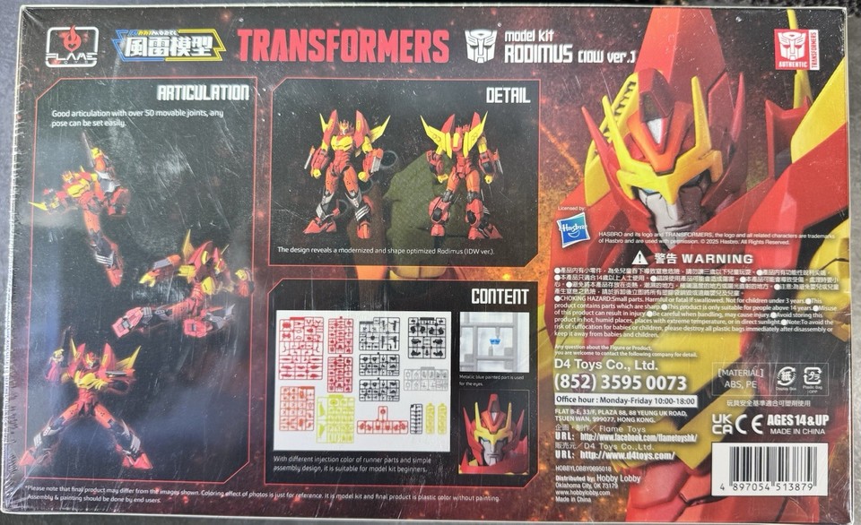 Transformers Flame Toys Furai Rodimus Model Kit, IDW Version—NIB—(US ...