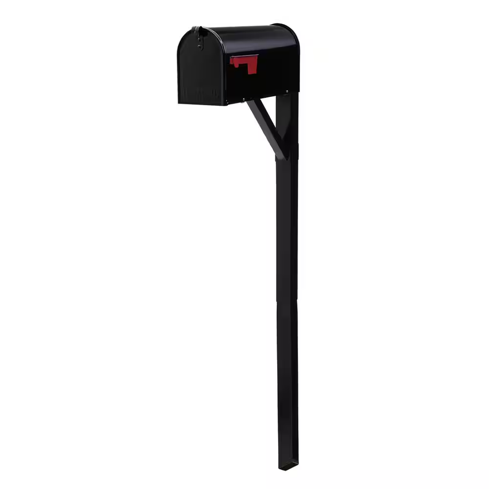 Top Mount Drive-In Mailbox Post Kit Durable Black Steel Construction | eBay