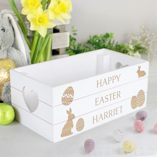 Personalised Easter Bunny Small Wooden Crate. | eBay UK