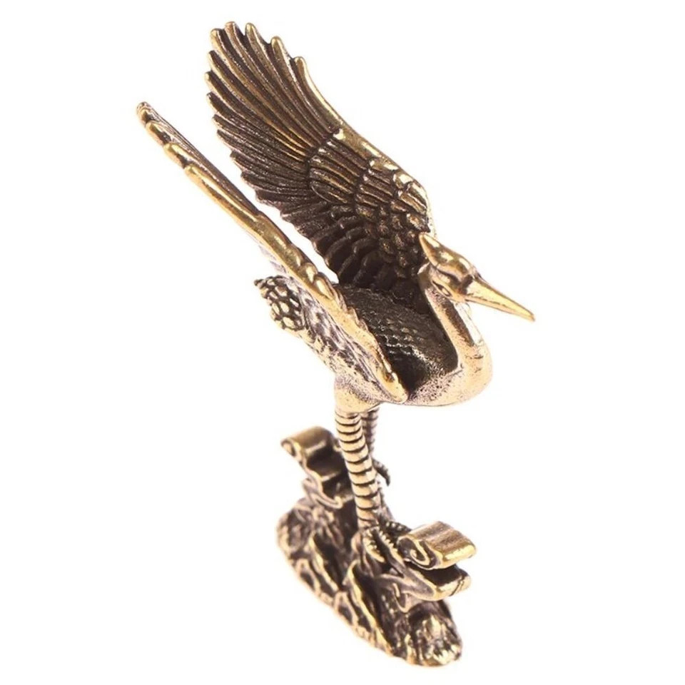 Pure Brass Crane Figurines Copperware Brass Miniatures Office Gift ...