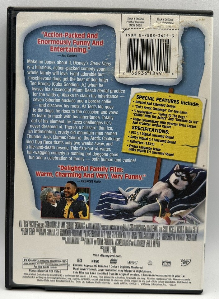 Snow Dogs DVD Cuba Gooding Jr James Coburn Walt Disney Free Shipping ...