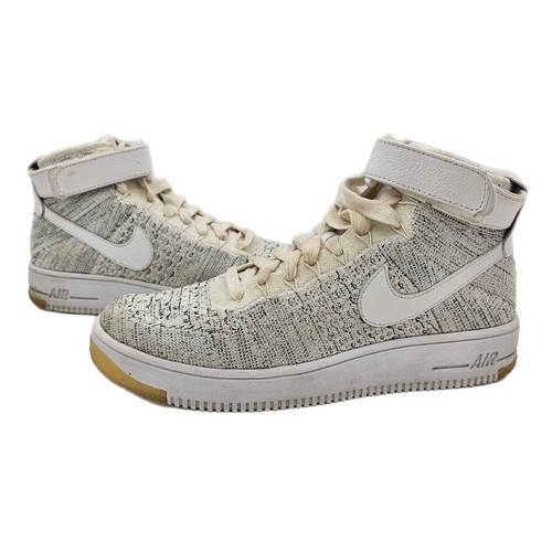 Nike Womens Air Force 1 AF1 Flyknit RARE MID White Ivory Grey Shoes ...