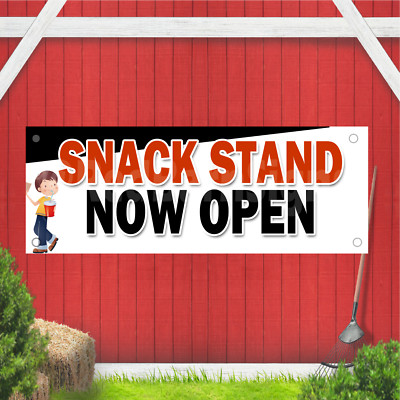 Snack Stand Now Open Indoor Outdoor Vinyl Banner Design | eBay