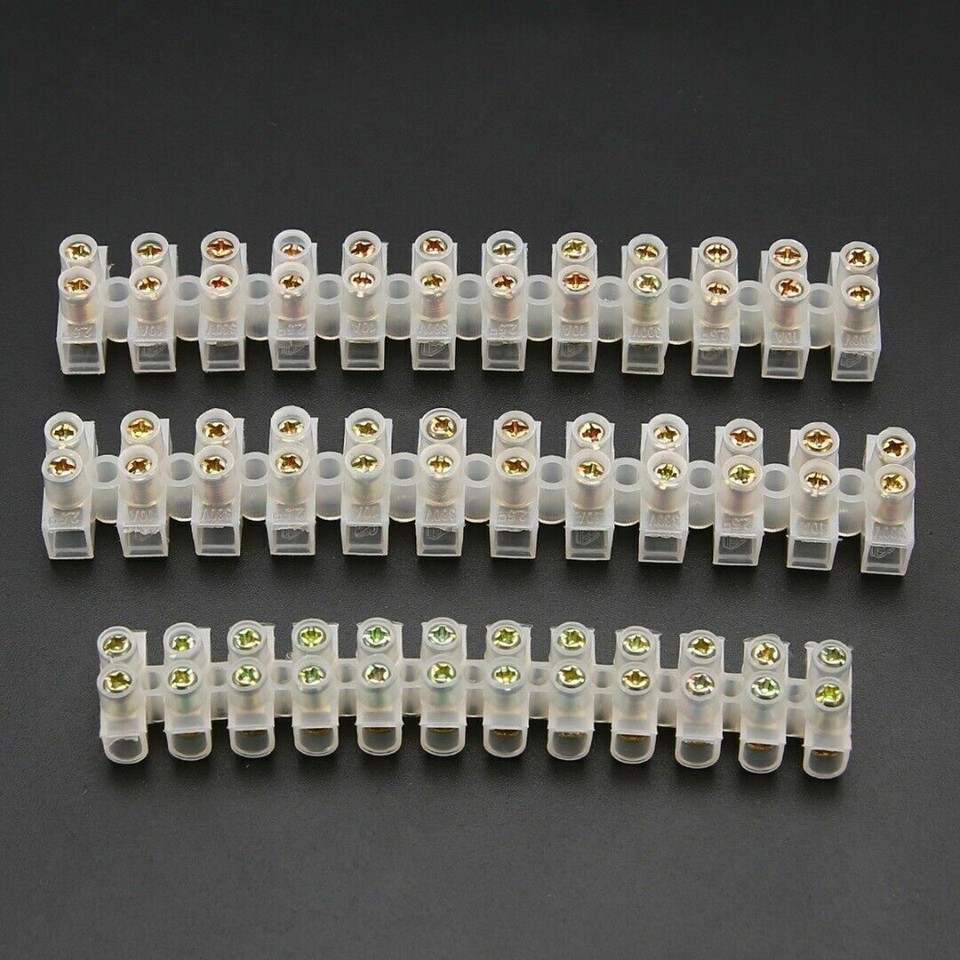 3x 12 Way Barrier Screw Terminal Block Wire Connection Connector Strip ...