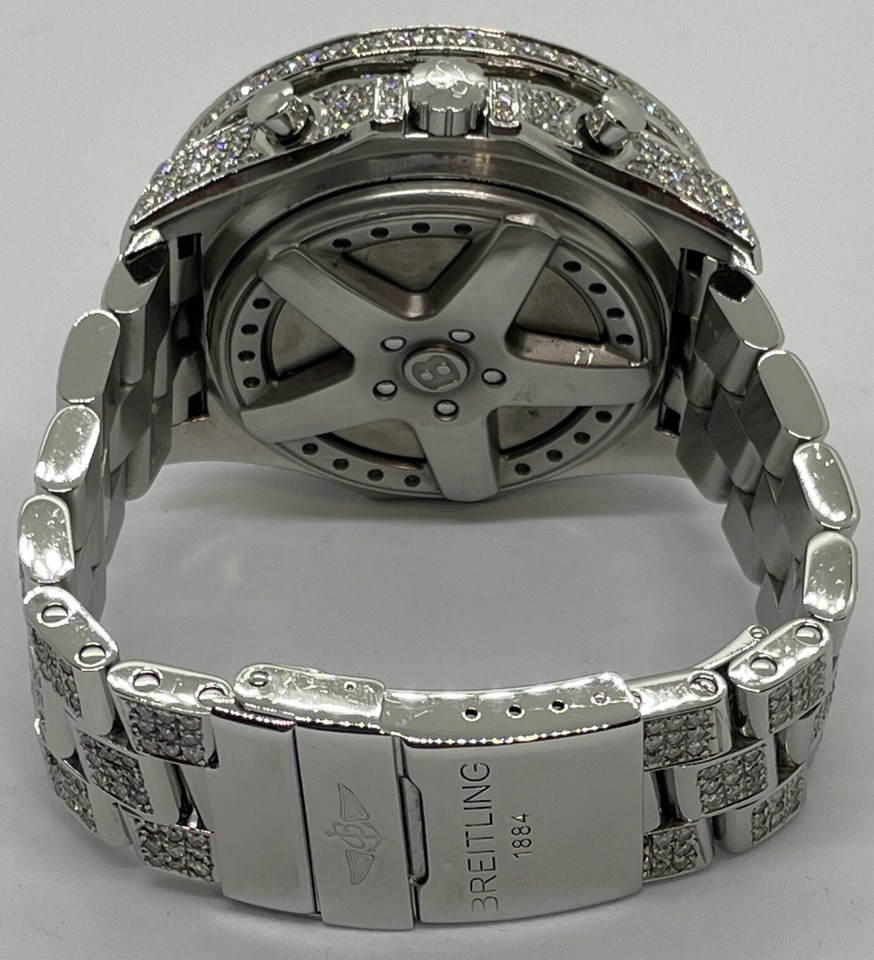 RARE Breitling Bentley Watch DIAMONDS 100% NATURAL DIAMONDS ICED OUT 51 ...