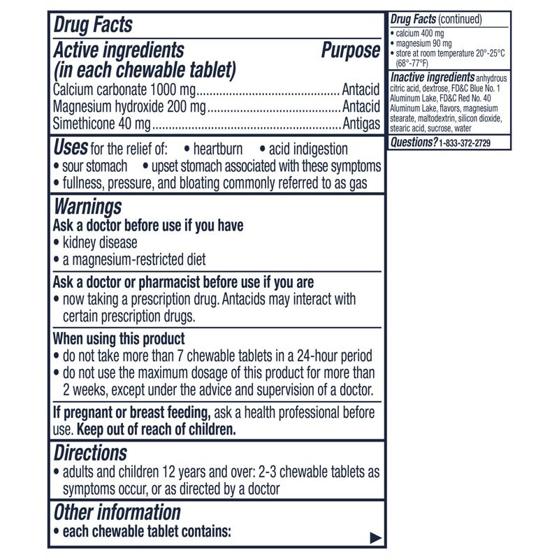 Antacid Plus Anti Gas Tablets Mixed Berry 60 Count | eBay