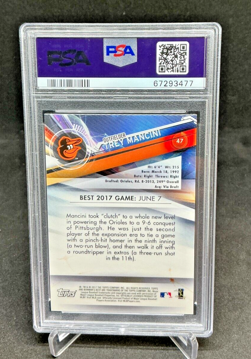 PSA 9 -- 2017 Bowman's Best TREY MANCINI RC Superfractor Ture 1/1 #47 ...