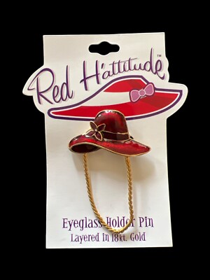 NWT Red Hat Society Rhinestone Brooch & Glasses Holder Lapel Pin ...