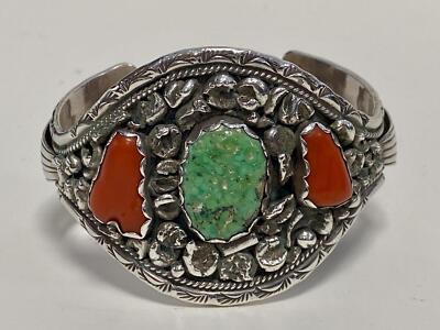 Vintage David Tune Navajo Sterling Silver Turquoise & Coral Cuff ...