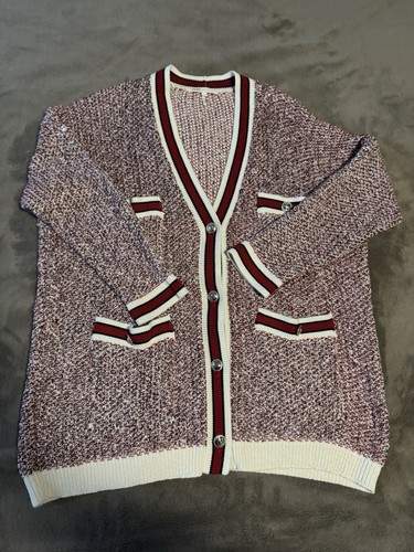 Maje Red Cardigan With Silver Buttons Size 3 | eBay