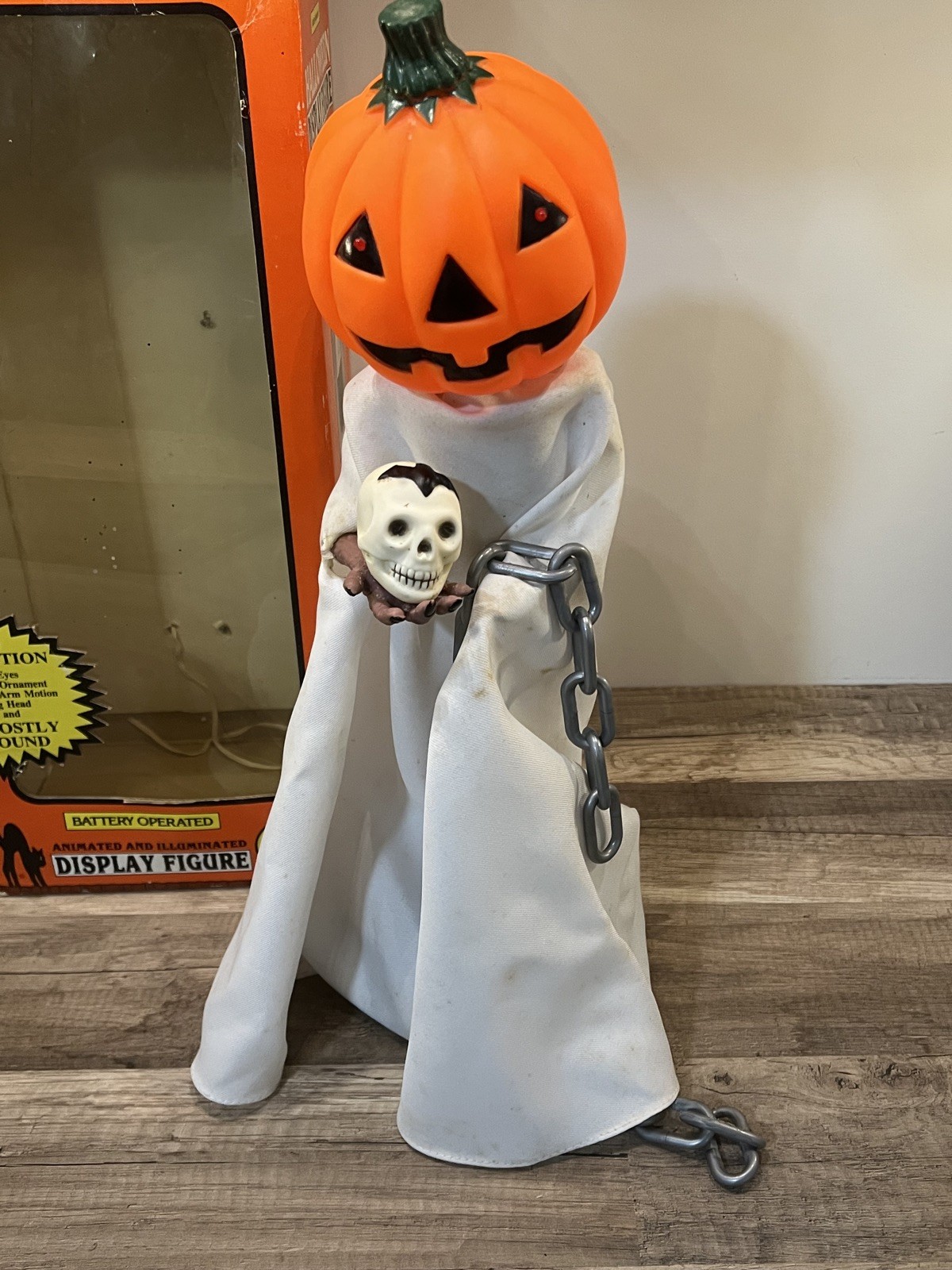 Vtg Telco Halloween Motionettes Illuminated Pumpkin Head Ghost Animated ...