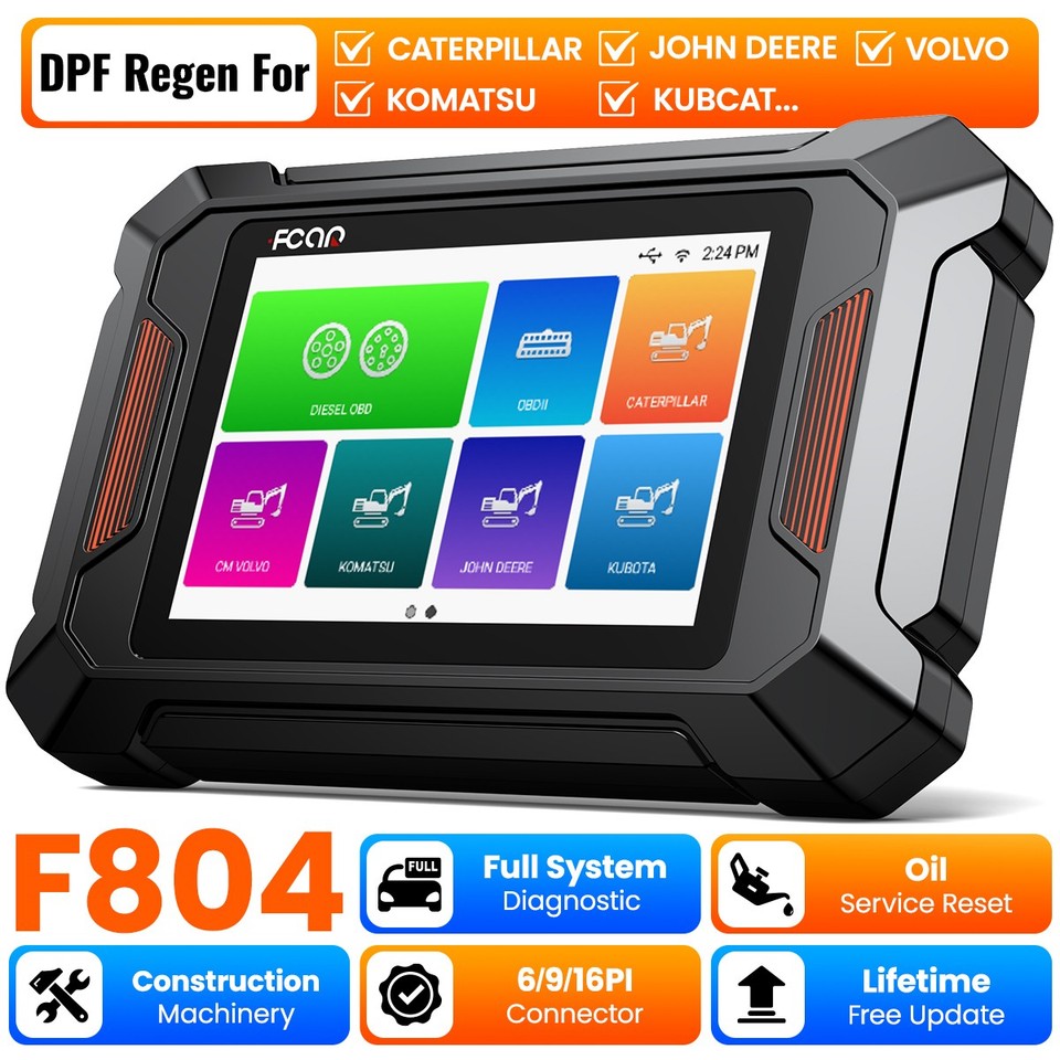 FCAR F804 OBD Heavy Equipment Diagnostic Tool DPF Regen Truck Scanner ...