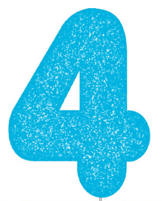 Blue Glitter Number 4 Candles Cake Topper Girl's Birthday Party Cake ...