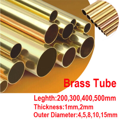 Brass Round Tube Pipe Rod 200/300/400/500mm Length 4/5/8/10/15mm OD 1 ...