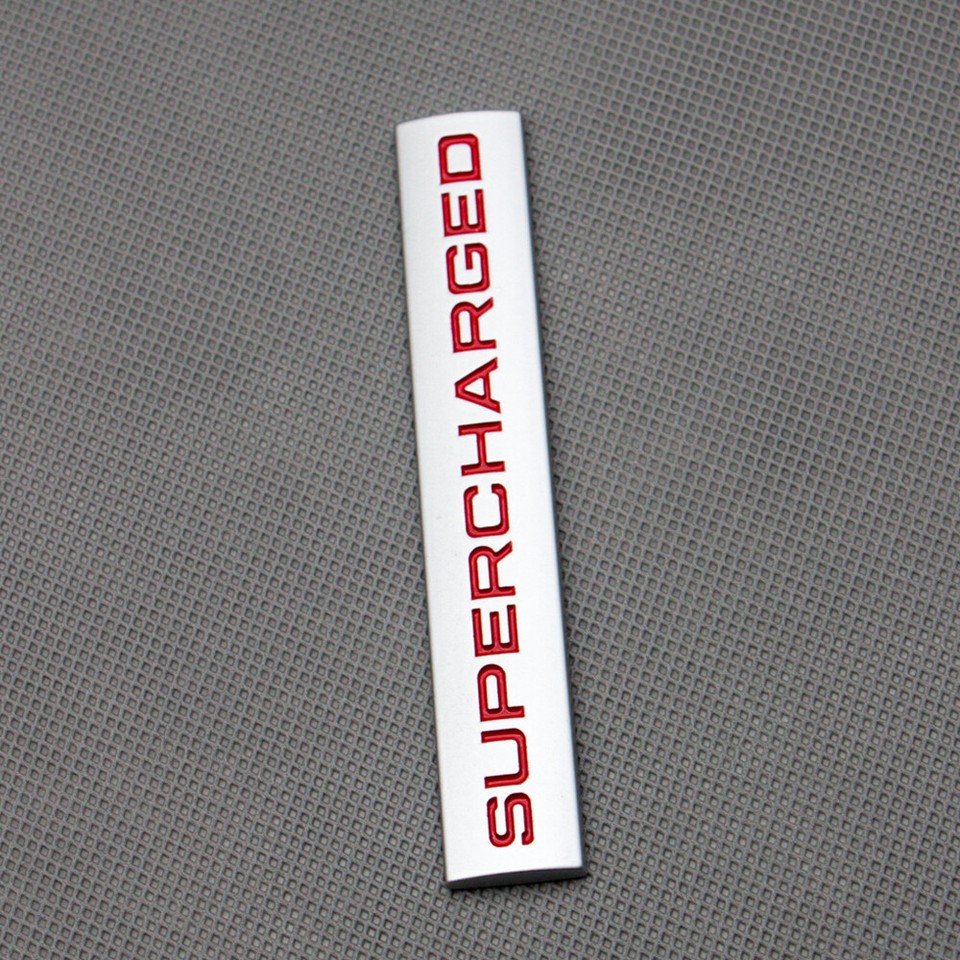 Silver & Red Metal Supercharged Badge Car Sport Emblem V6 V8 Engine ...