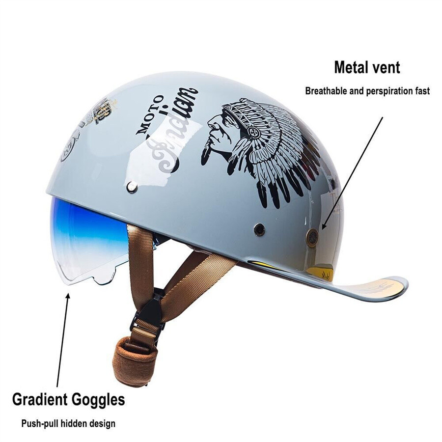 Half Duck Helmet Motorcycle Head Safety Baseball Hat Retro Helmets New ...