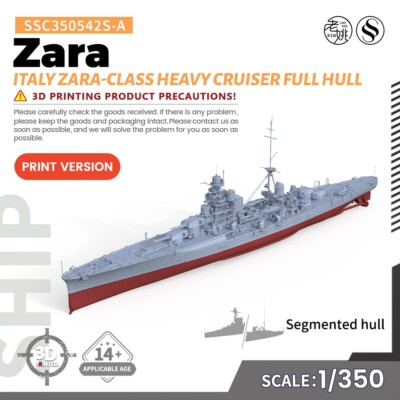 SSC350542S-A 1/350 Military Italy Zara-class Heavy Cruiser Zara Full ...